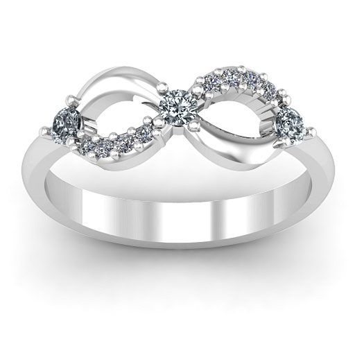 Sterling Silver Three Stone Infinity Ring with Accent Stones